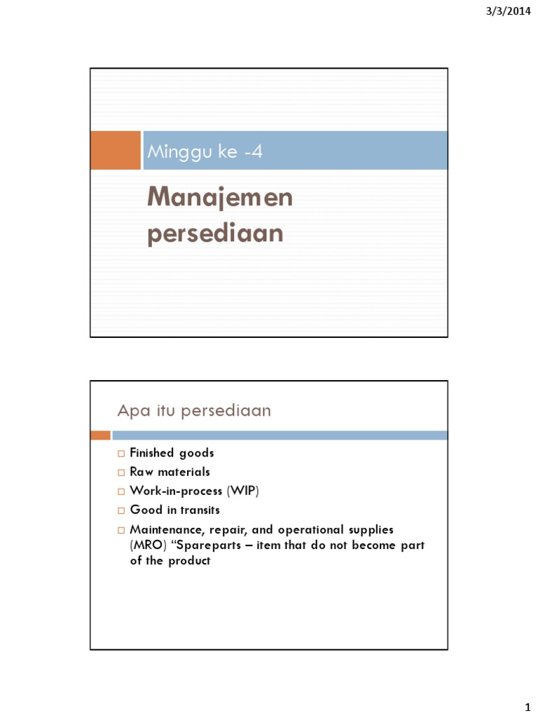 Materi Manajemen Persediaan Manlog PDF | PDF | Inventory | Demand