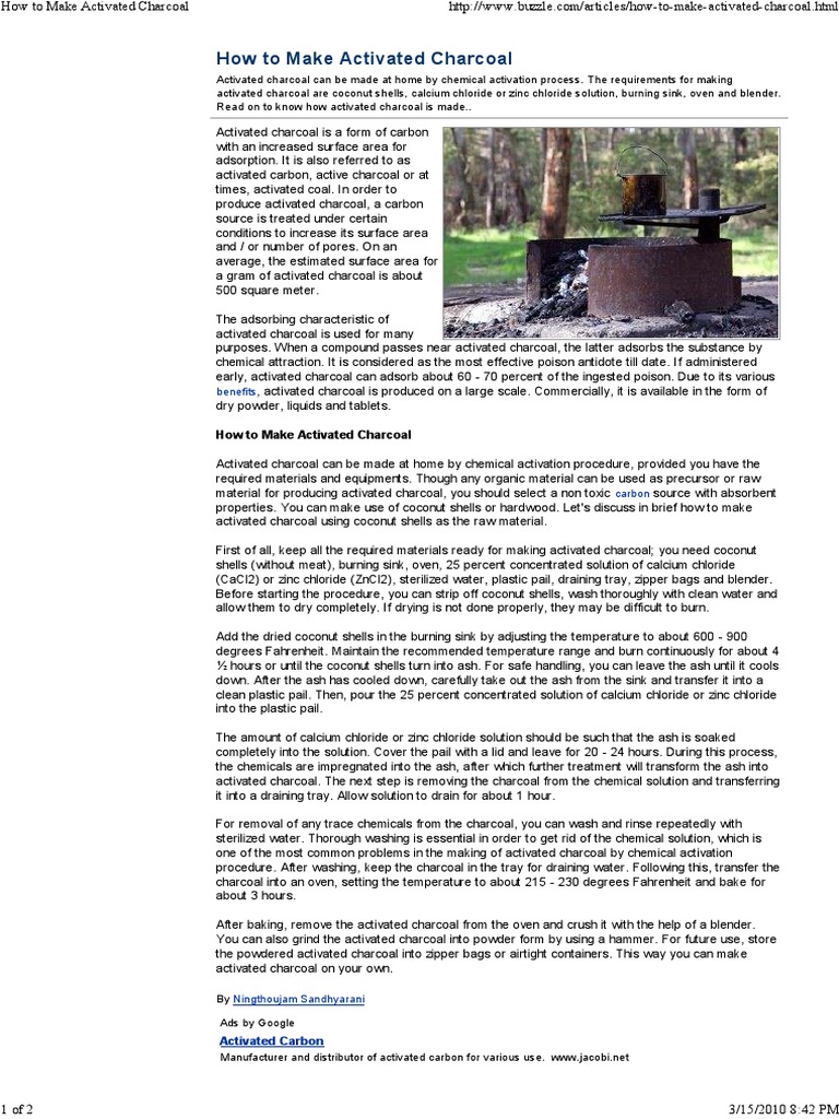 How To Make Activated Char | PDF | Charcoal | Adsorption