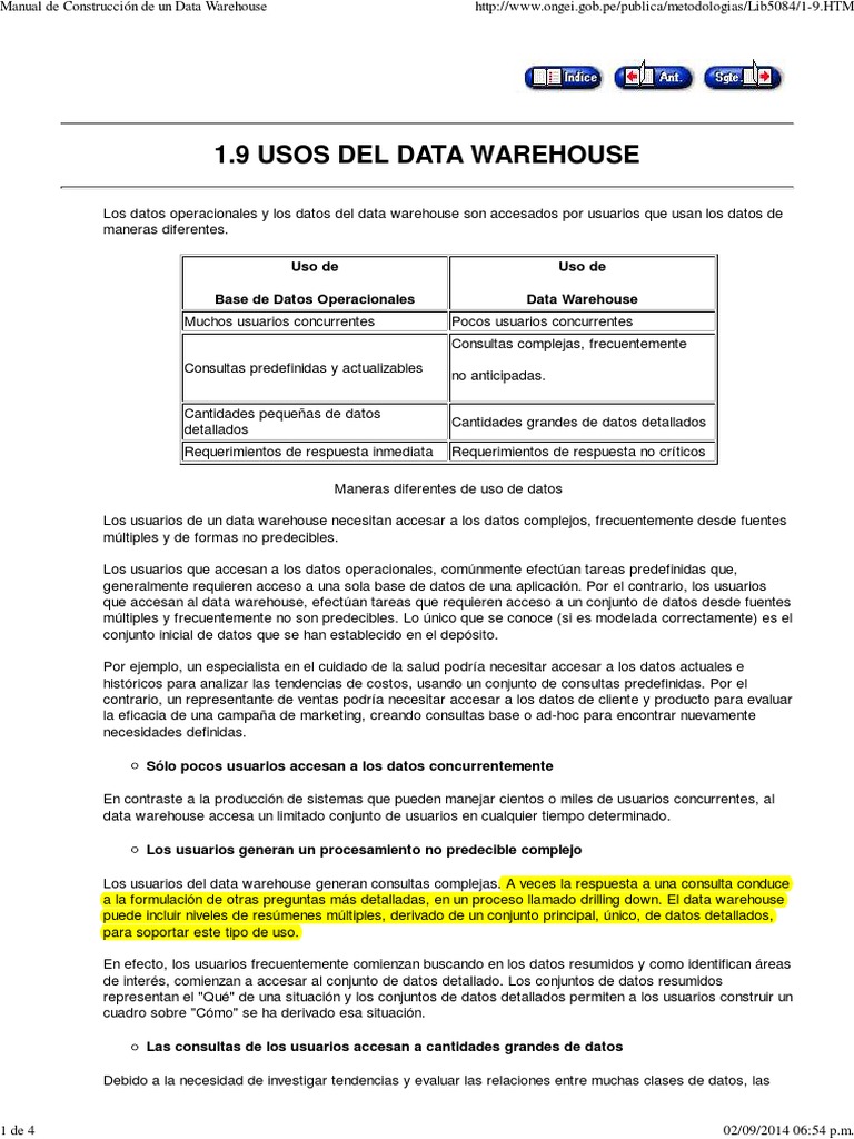Manual de Construcción de Un Data Warehouse PDF | Descargar gratis PDF | Almacén de datos | Toma ...