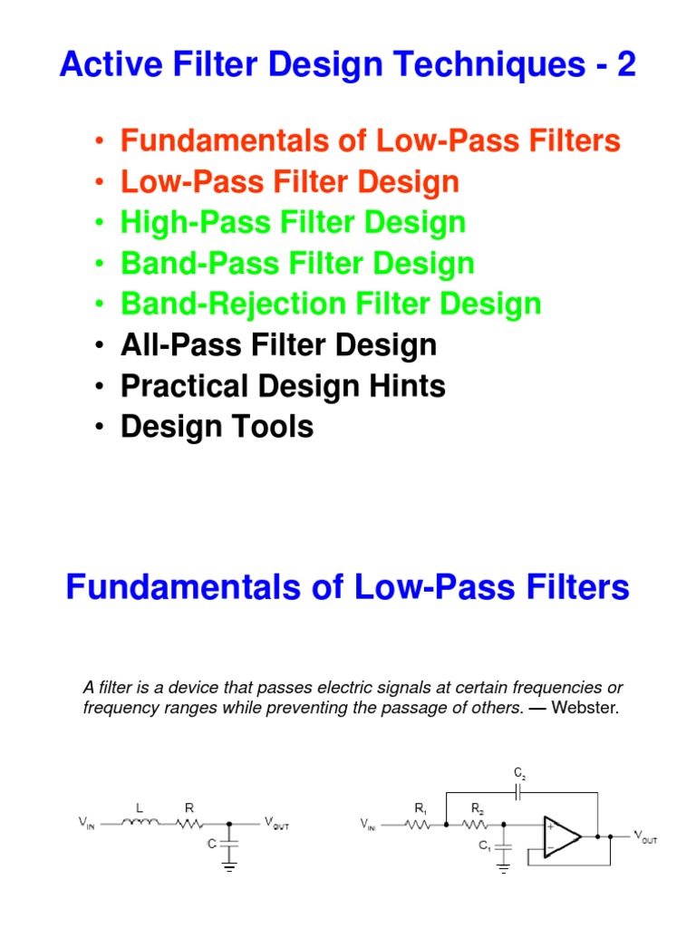 Active Filter Design Techniques | PDF | Electronic Filter | Low Pass Filter