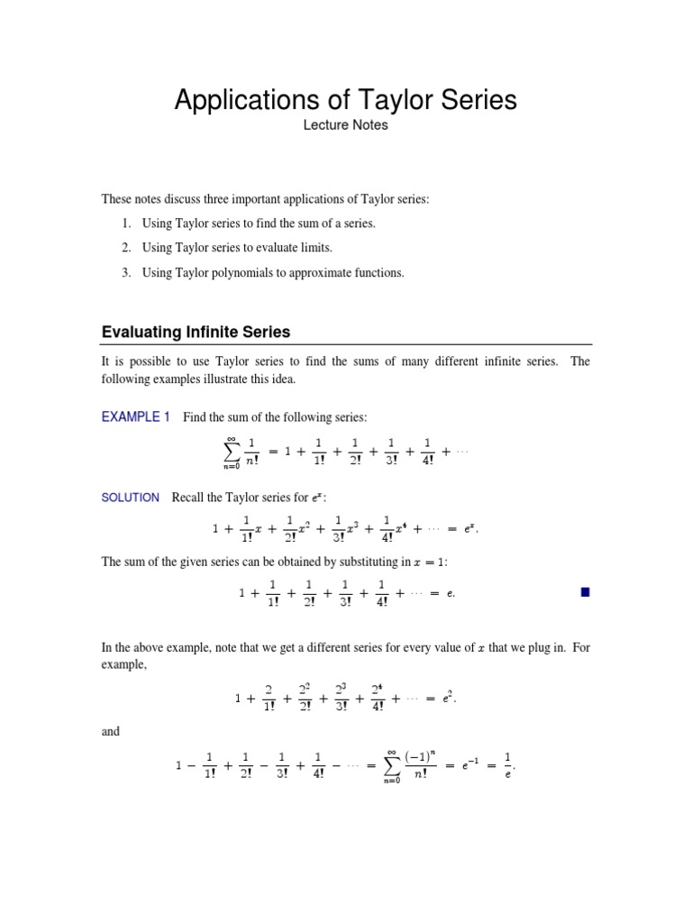 Applications Taylor Series | PDF | Series (Mathematics) | Mathematical ...