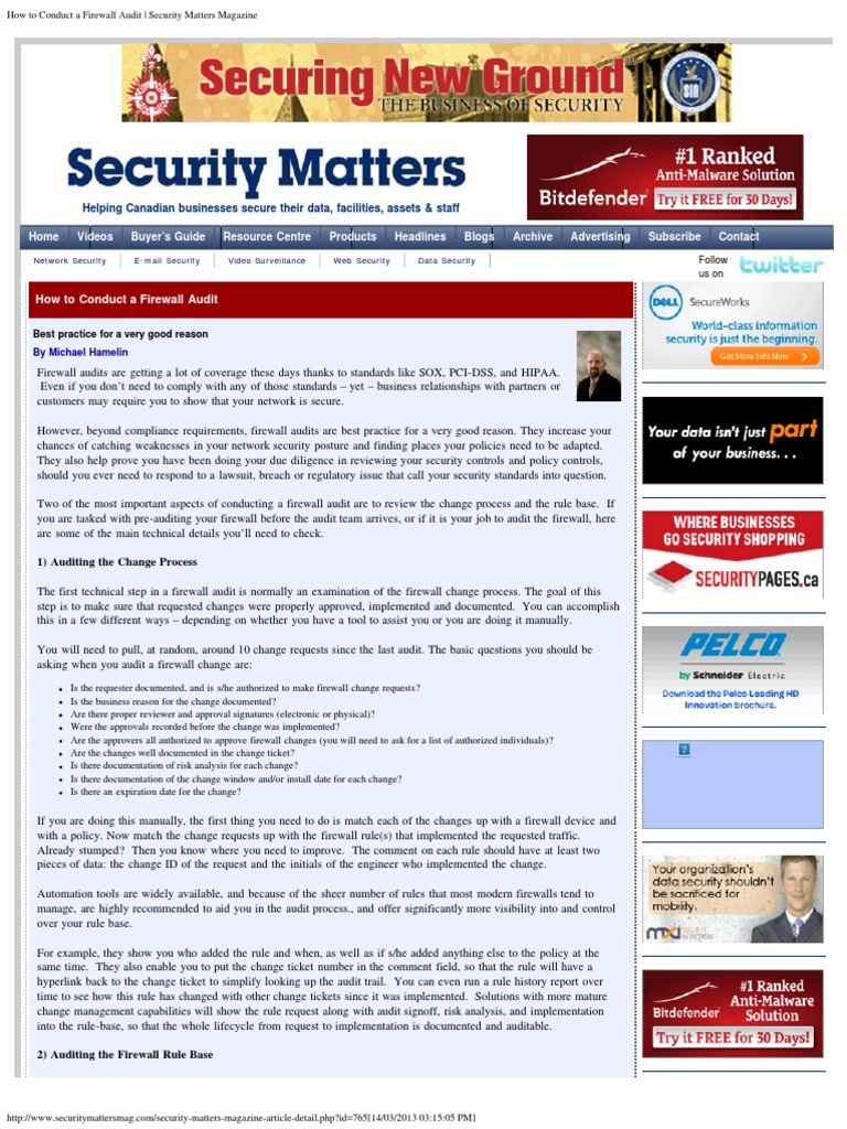 How To Conduct A Firewall Audit - Security Matters Magazine | PDF ...