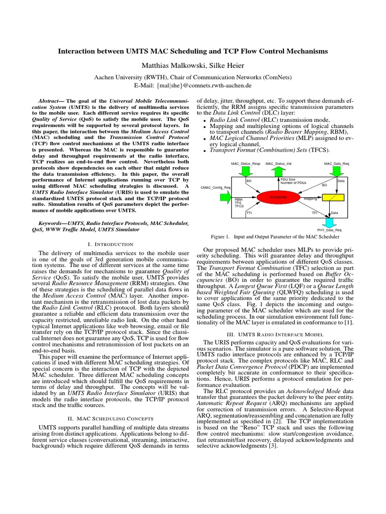 Interaction Between UMTS MAC Scheduling and TCP Flow Control Mechanisms ...