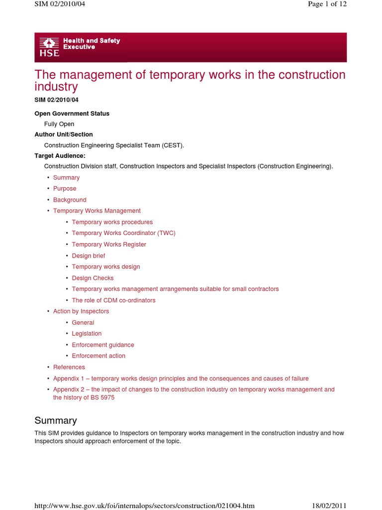 Management of Temporary Works | PDF | Civil Engineering | Engineering