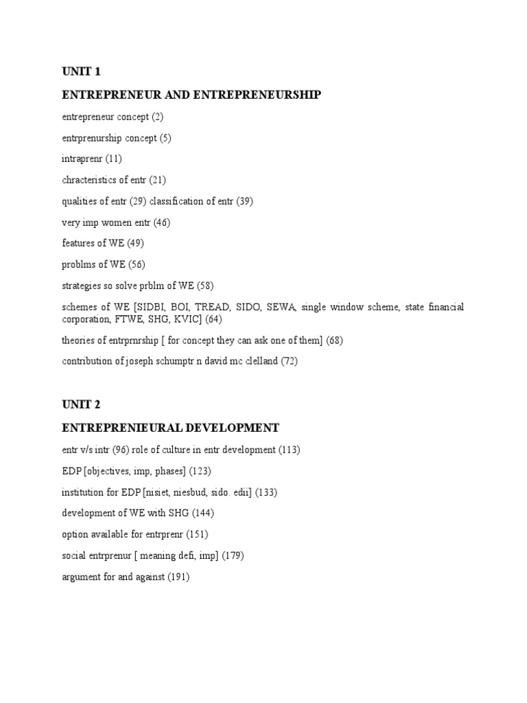 Unit 1 Entrepreneur and Entrepreneurship | PDF