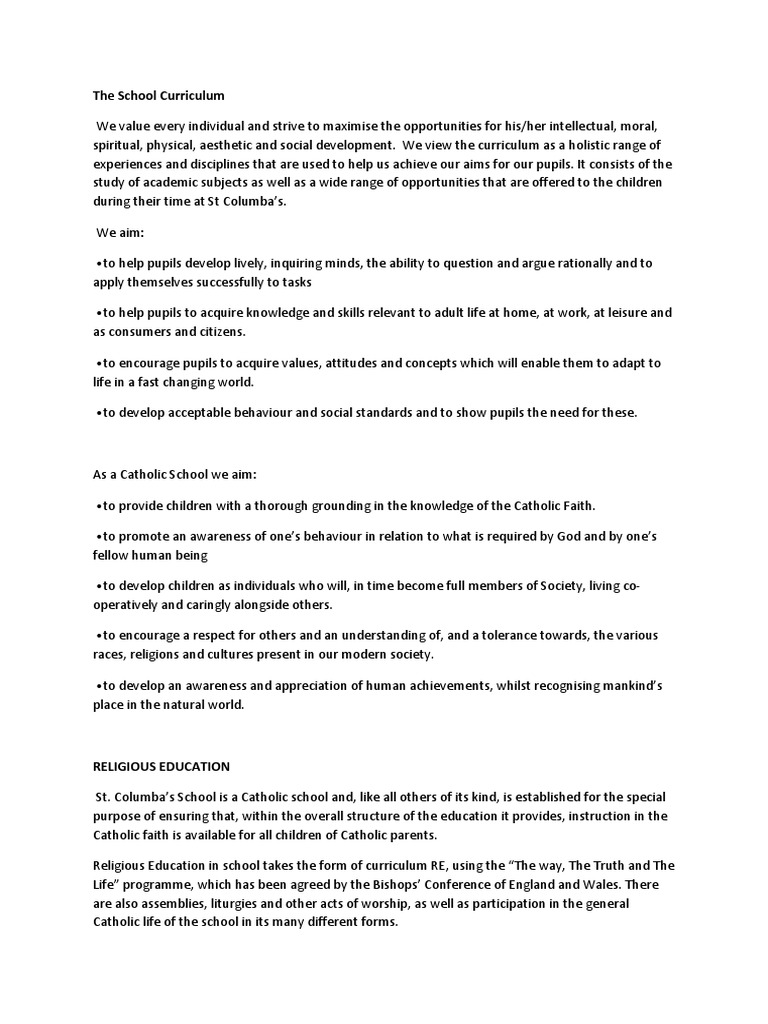 Curriculum Statement | Download Free PDF | Curriculum | Reading (Process)