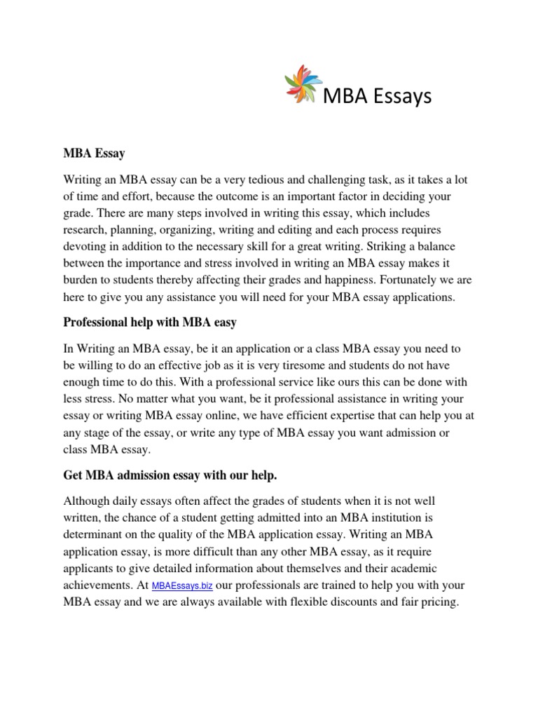 MBA Essay Writing Assistance Guide | PDF