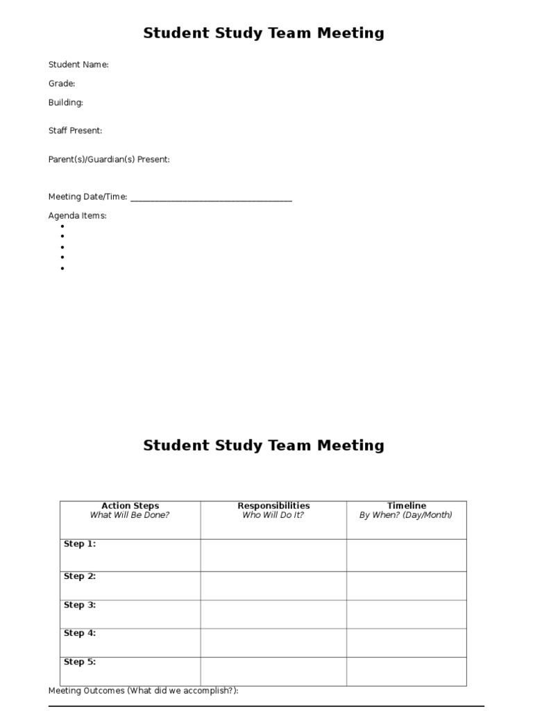 Student Study Team Meeting Template | PDF | Career & Growth | Art