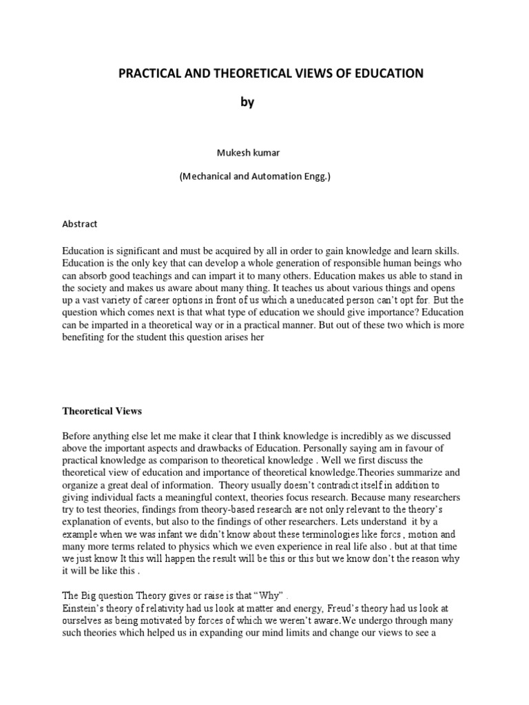 Practical vs Theoretical Education Insights | PDF | Theory | Knowledge