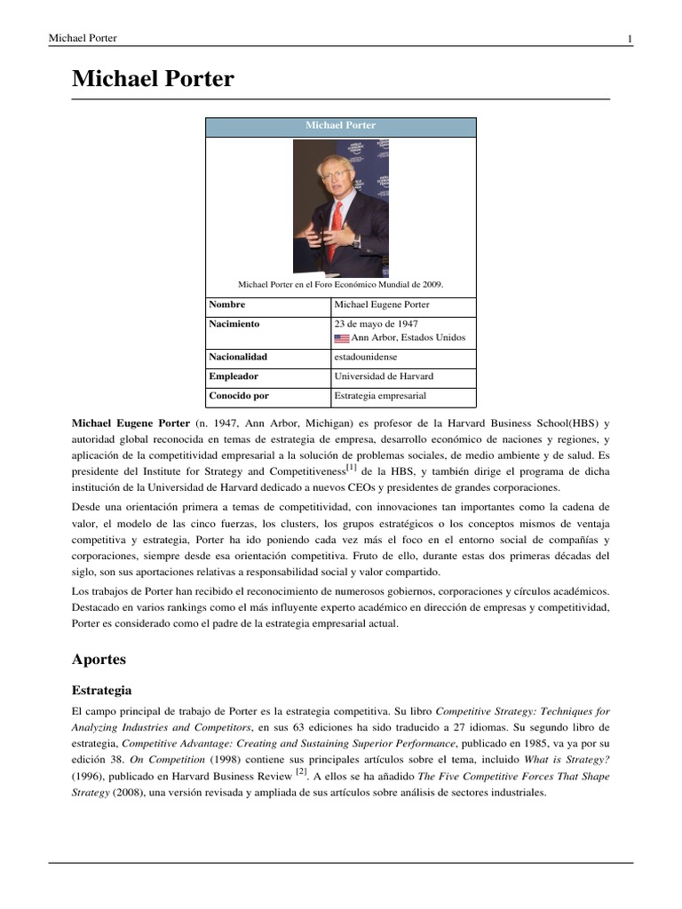 Michael Porter: Estrategia y Competitividad | PDF | Business | Negocios ...
