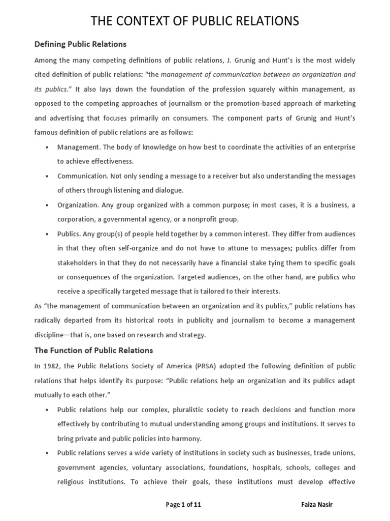 Understanding Public Relations Context | PDF | Public Relations ...