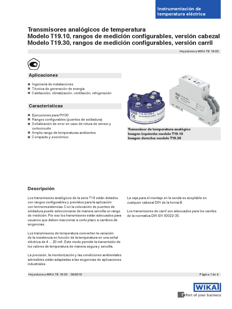 Wika PT100 - TE1903 PDF | PDF