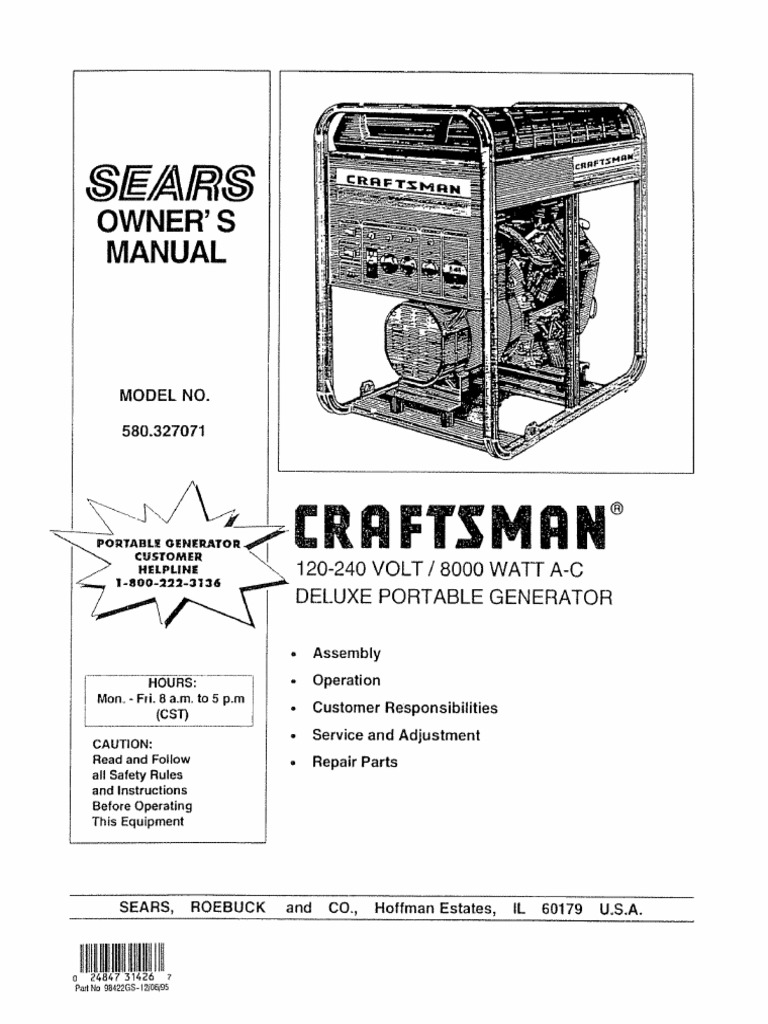 Craftsman 8000 Watt Deluxe AC Generator | PDF | Battery (Electricity ...