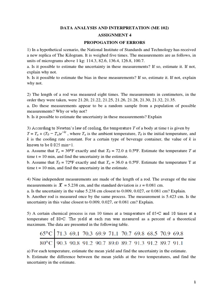 Propagation of Errors: Calculating Uncertainty in Measurements Through Data Analysis and ...