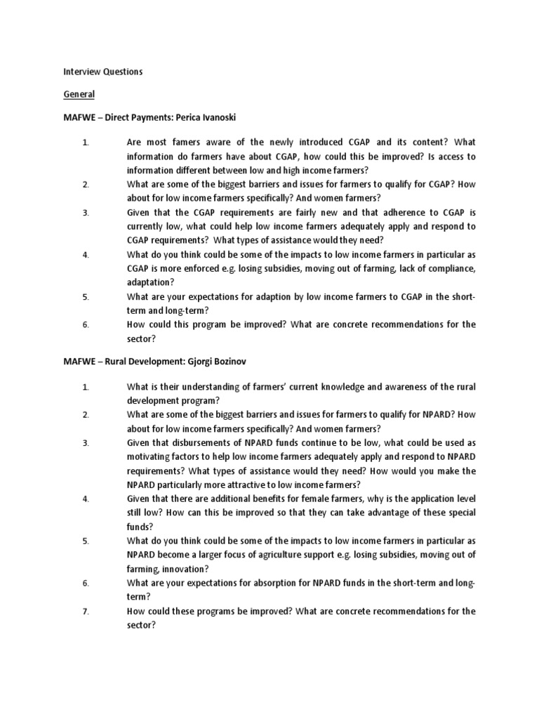 Interview Questions 8-12 | PDF | Poverty | Poverty & Homelessness