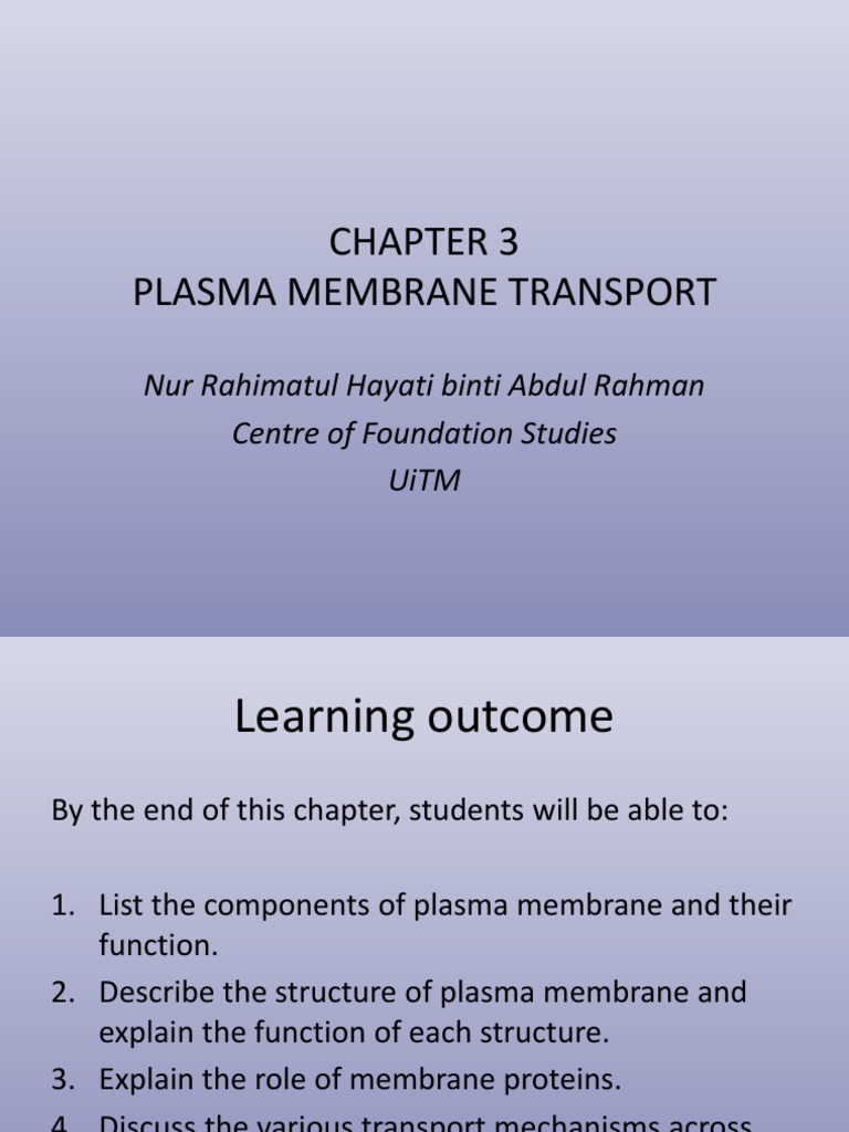 Plasma Membrane Transport: A Comprehensive Review of the Components ...