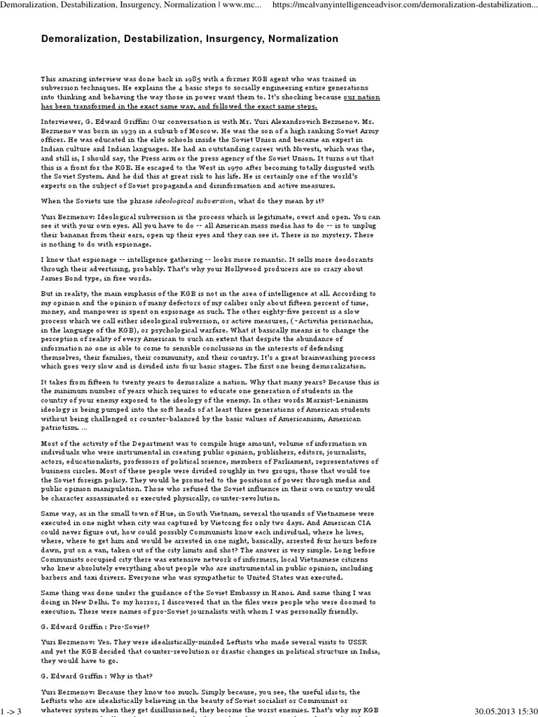 Demoralization, Destabilization, Insurgency, Normalization | PDF ...