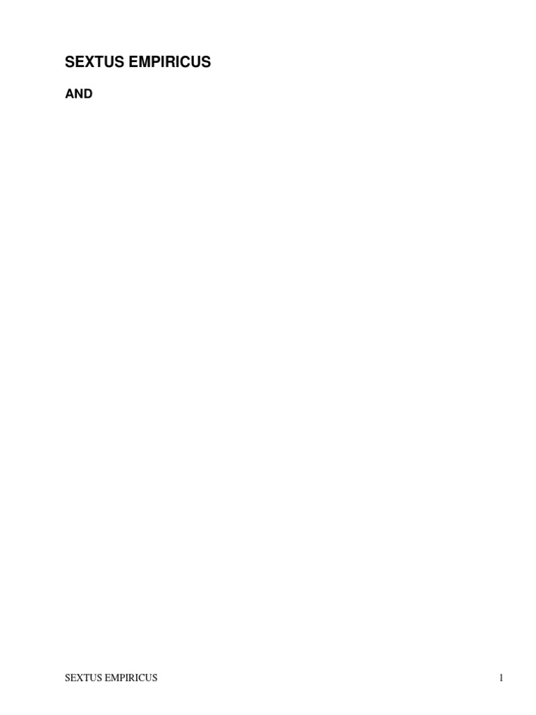 Sextus Empiricus and Greek Scepticism by Patrick, Mary Mills, 1850-1940 ...