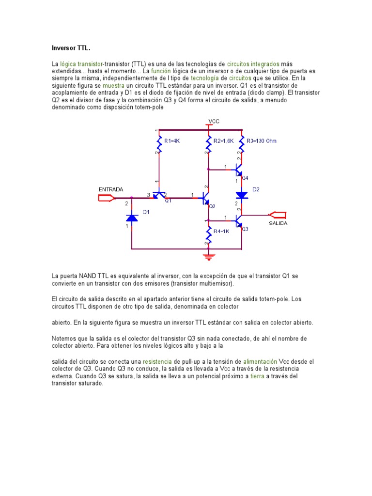 Inversor TTL | PDF | Transistor | Corriente eléctrica
