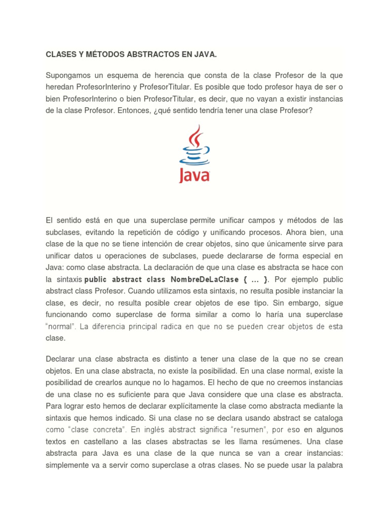 Clases y Métodos Abstractos en Java | Descargar gratis PDF | C ...