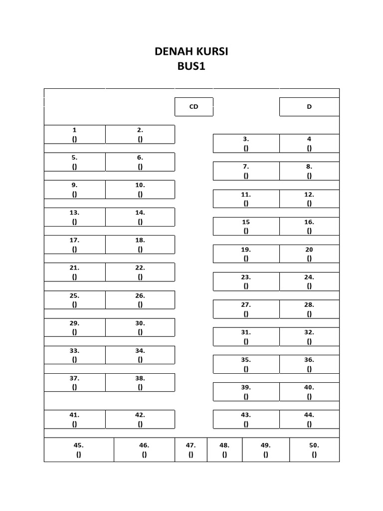 Contoh Sket Seat Bus 50 Seat | PDF