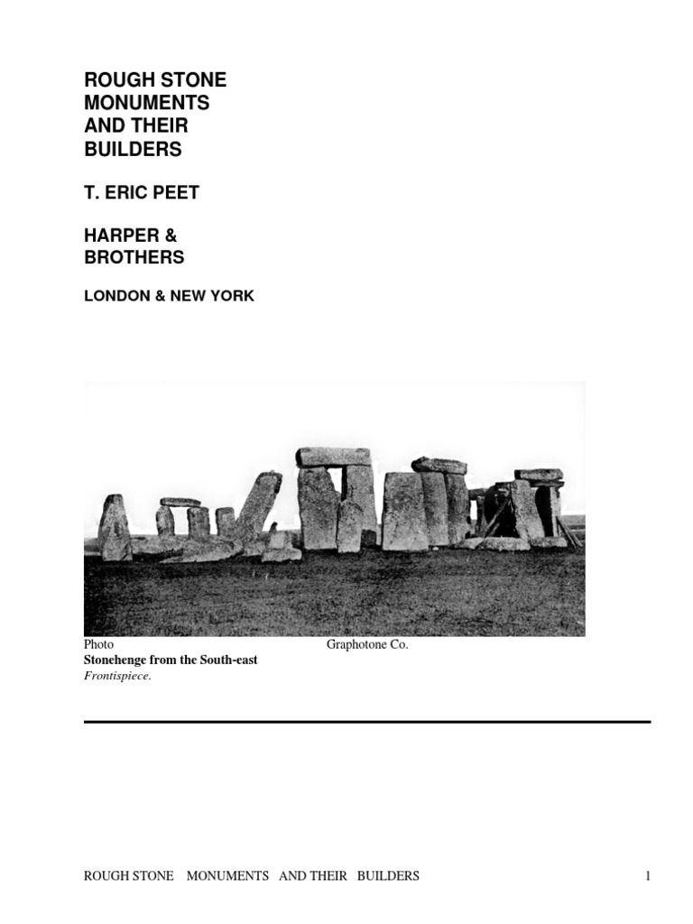 Rough Stone Monuments and Their Builders by Peet, T. Eric (Thomas Eric ...