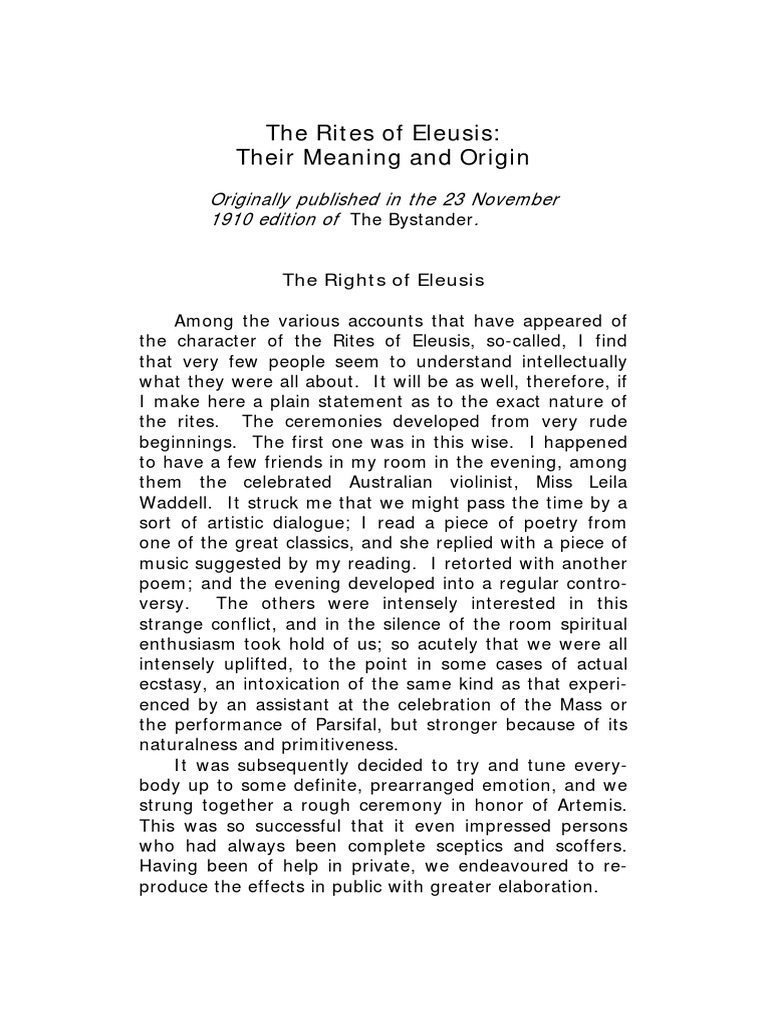 The Rites of Eleusis: Their Meaning and Origin | PDF | Rituals ...