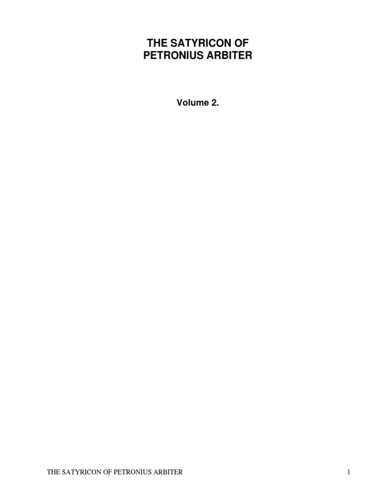 The Satyricon - Volume 02: Dinner of Trimalchio by Petronius Arbiter ...