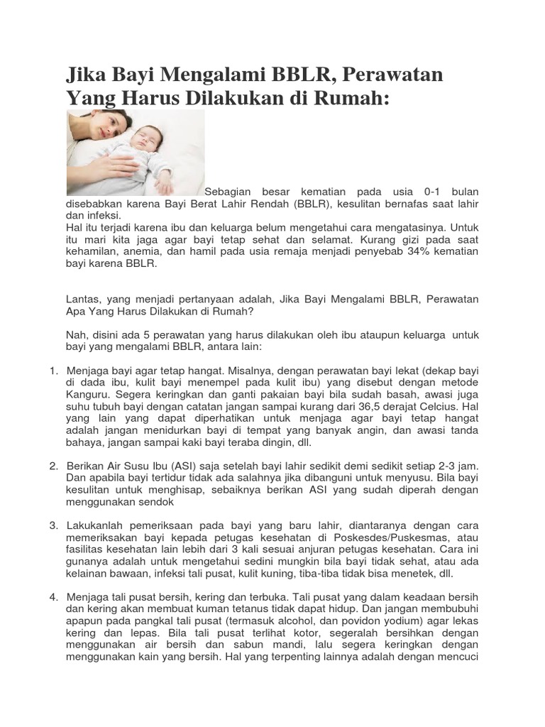 Perawatan BBLR Di Rumah | PDF