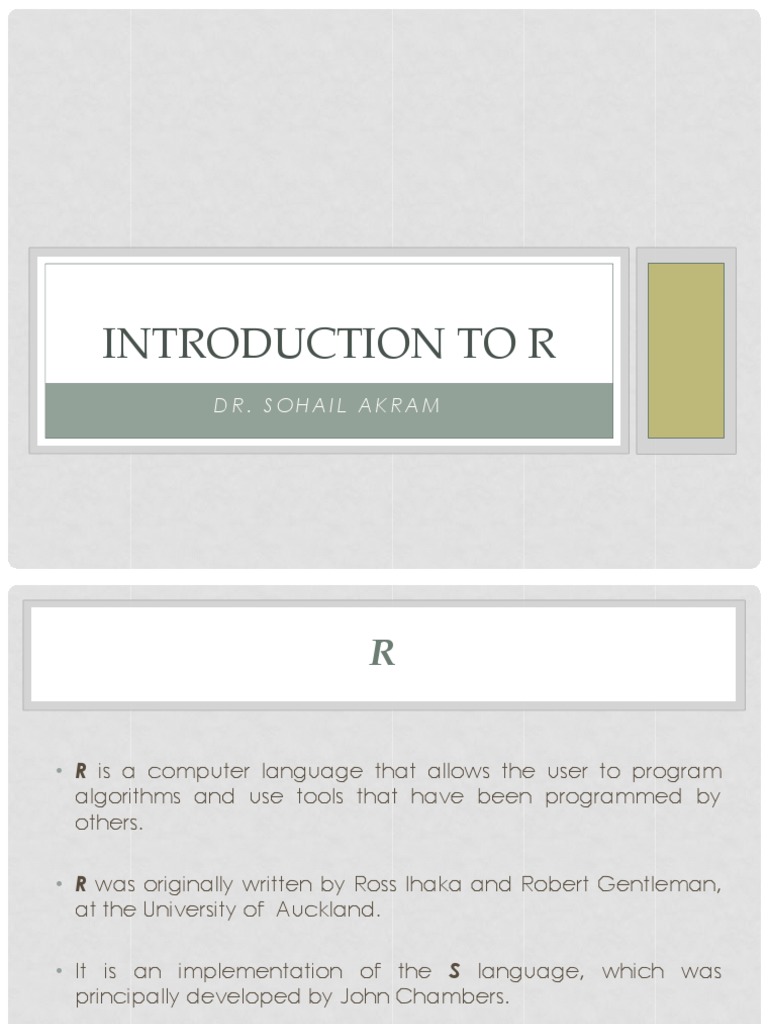 Introduction To R (LECT 1) | PDF | R (Programming Language) | Computing
