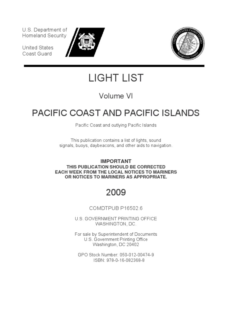 V6 - LIGHT LIST Volume VI PACIFIC COAST AND PACIFIC ISLANDS | PDF ...