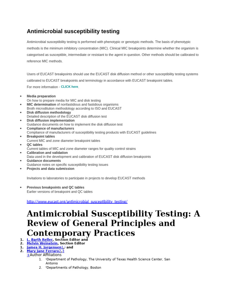Antimicrobial Susceptibility Testing | PDF | Antimicrobial Resistance ...