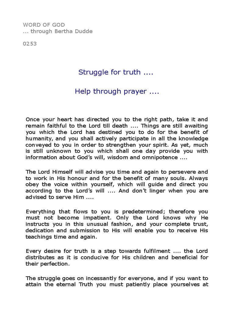 0253 Struggle For Truth .... Help Through Prayer .... | PDF ...