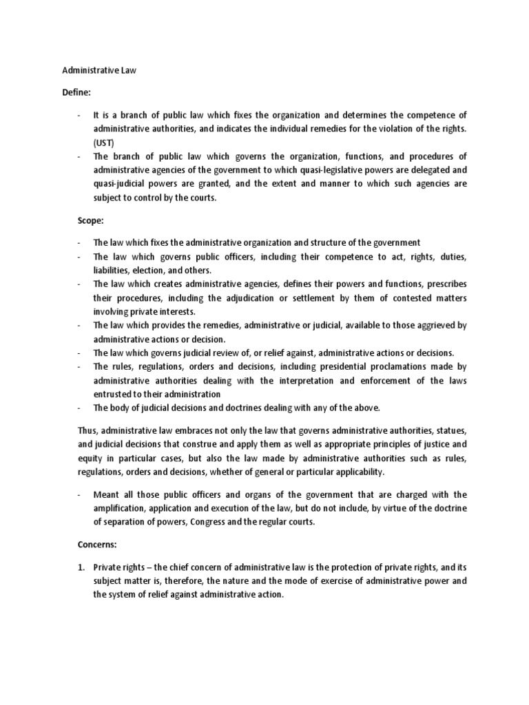 Administrative Law Notes | PDF | Administrative Law | Judiciaries
