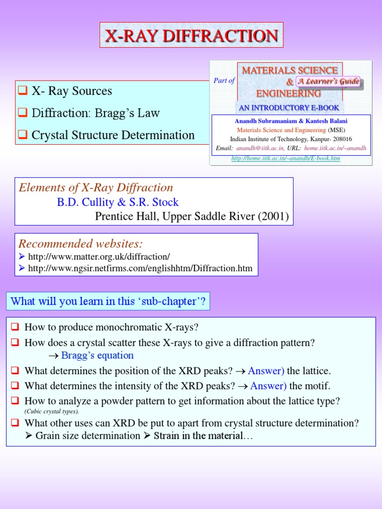 Chapter 3c X Ray Diffraction | PDF | X Ray Crystallography | Diffraction