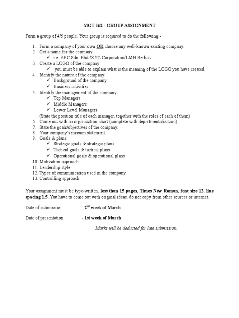MGT 162-Group Assignment Management | PDF