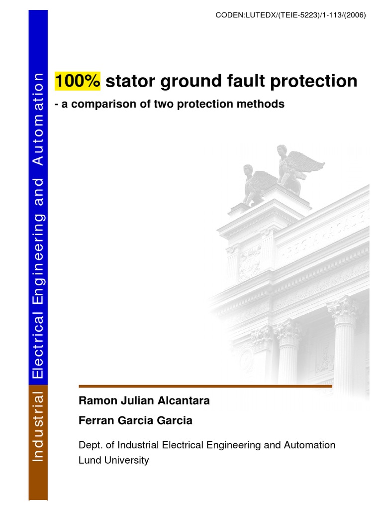Stator Ground Fault Protection Methods | PDF | Electrical Impedance ...