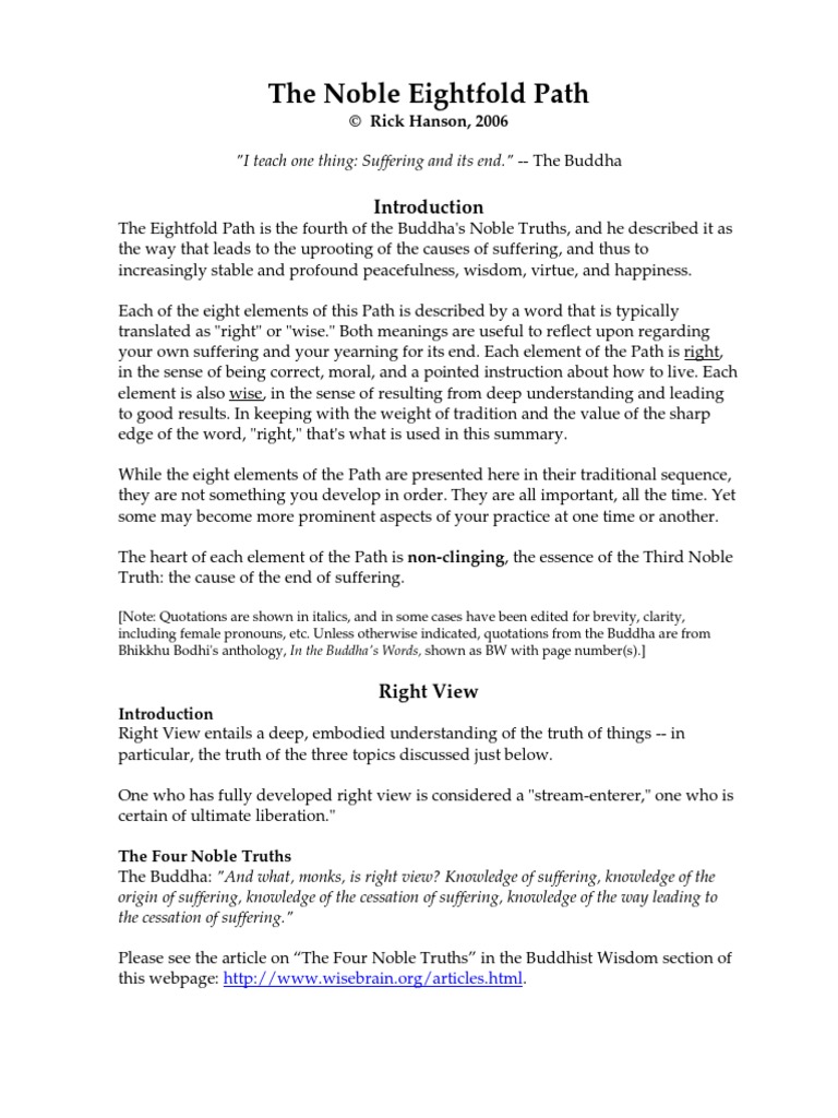 8 Fold Path | PDF | Noble Eightfold Path | Mindfulness