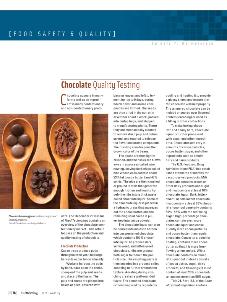 Chocolate Quality Testing | PDF | Confectionery | Chocolate