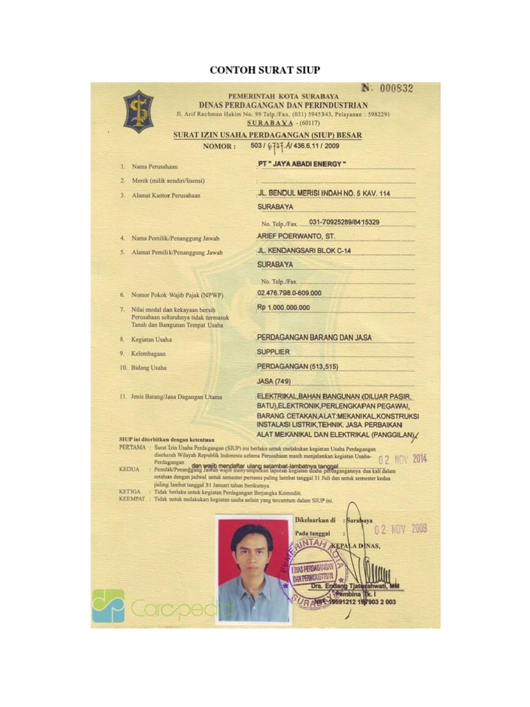 Contoh Surat Siup | PDF