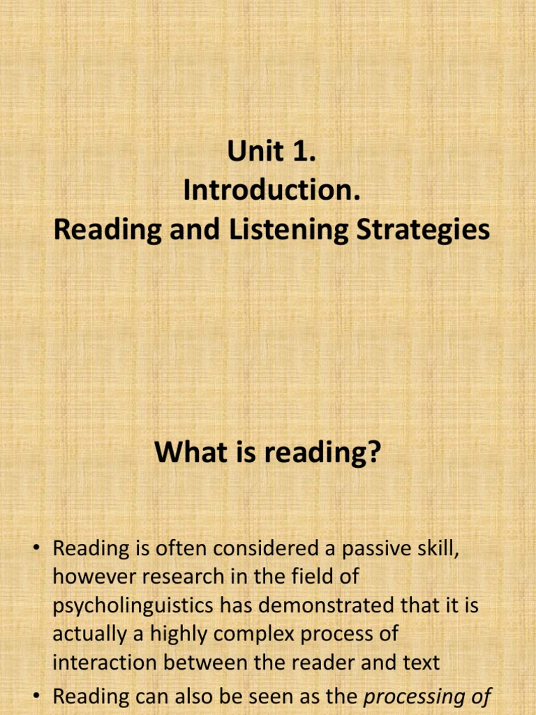 Unit 1. Reading and Listening Strategies | PDF