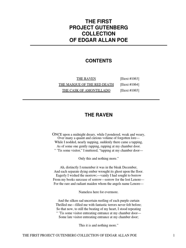 First Project Gutenberg Collection of Edgar Allan Poe by Poe, Edgar ...