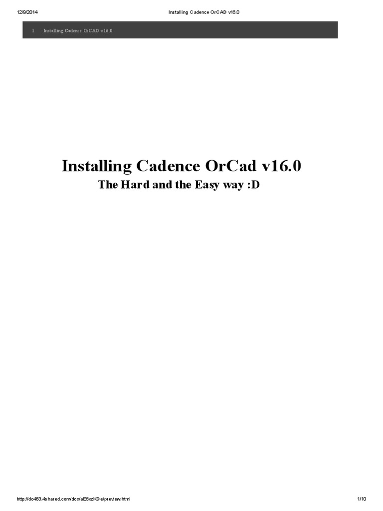Installing Cadence OrCAD v16 | Download Free PDF | Data Management | Computer File