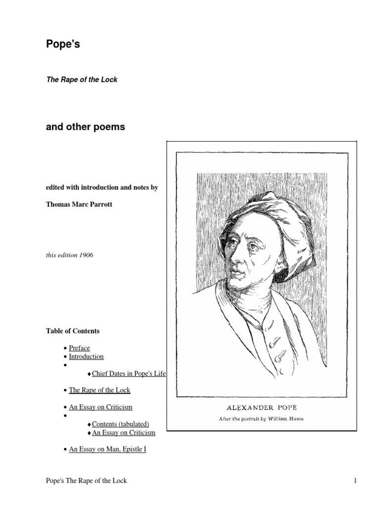 The Rape of The Lock and Other Poems by Pope, Alexander, 1688-1744 ...