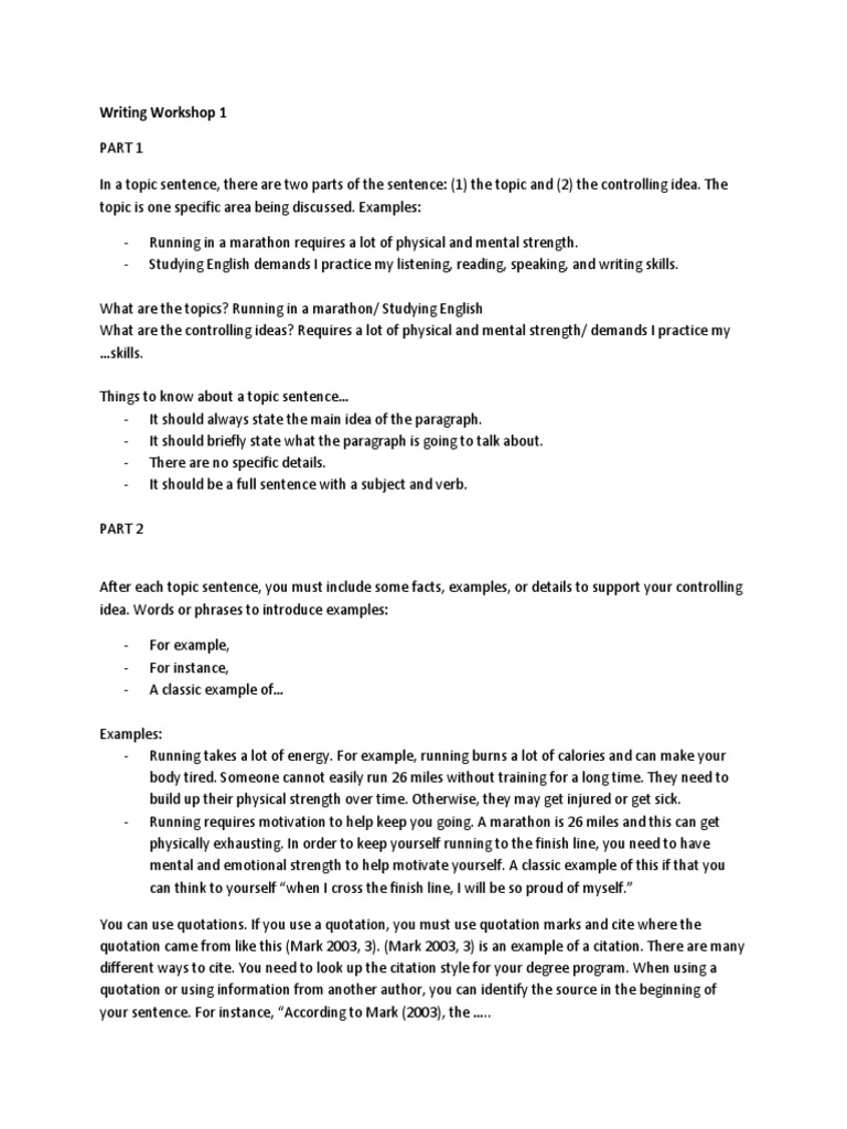 Writing Workshop | PDF | Paragraph | Ellipsis