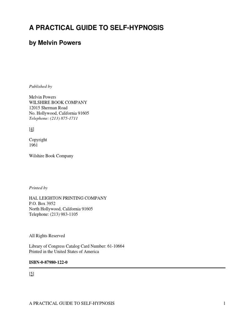 A Practical Guide To Self-Hypnosis by Powers, Melvin | PDF | Hypnosis ...