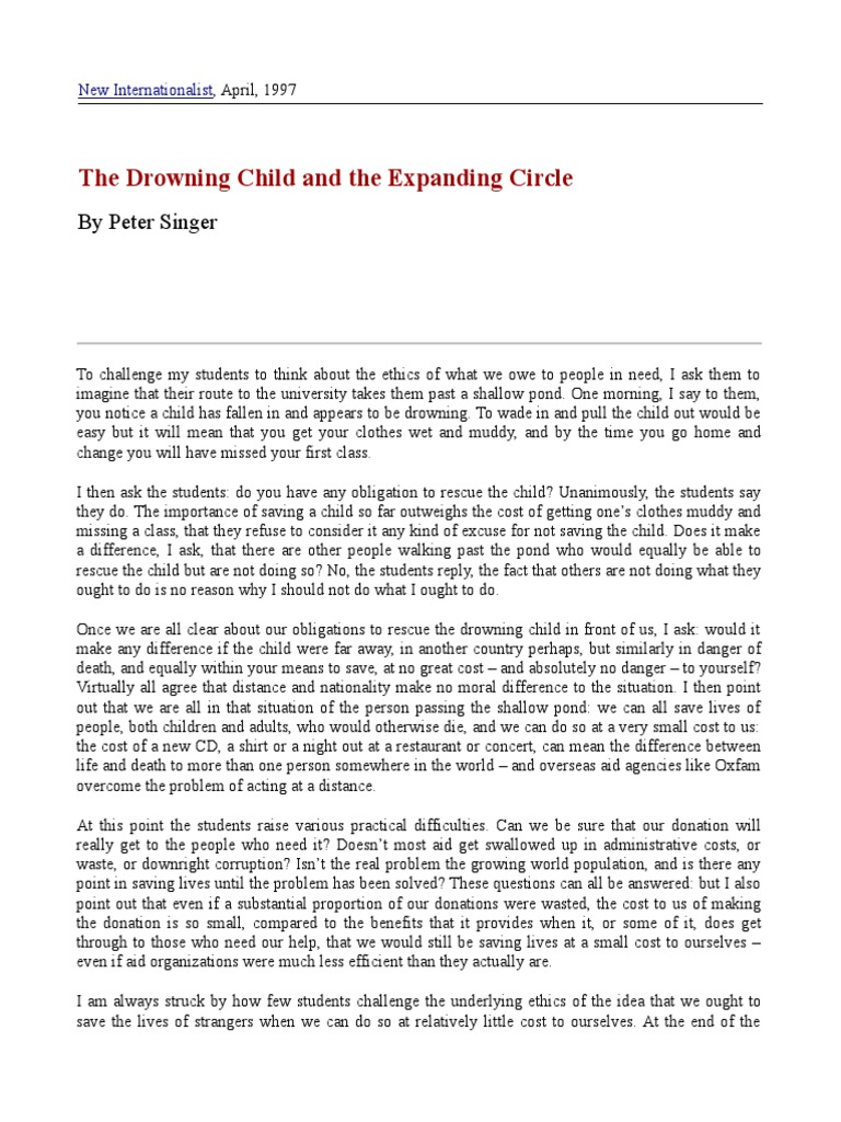 SINGER - The Drowning Child and The Expanding Circle | PDF ...