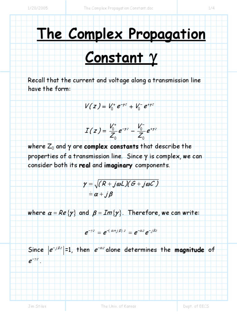 Understanding the Complex Propagation Constant | PDF | Transmission ...