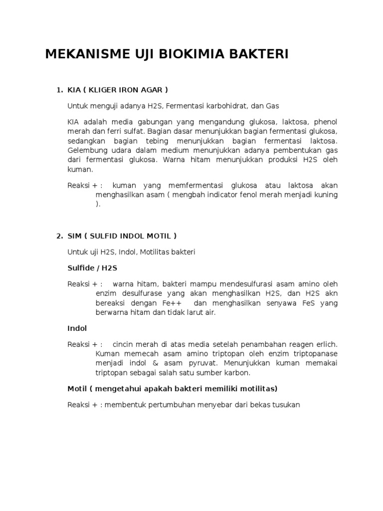 Mekanisme Uji Biokimia Bakteri | PDF | Memasak, Makanan, & Anggur ...
