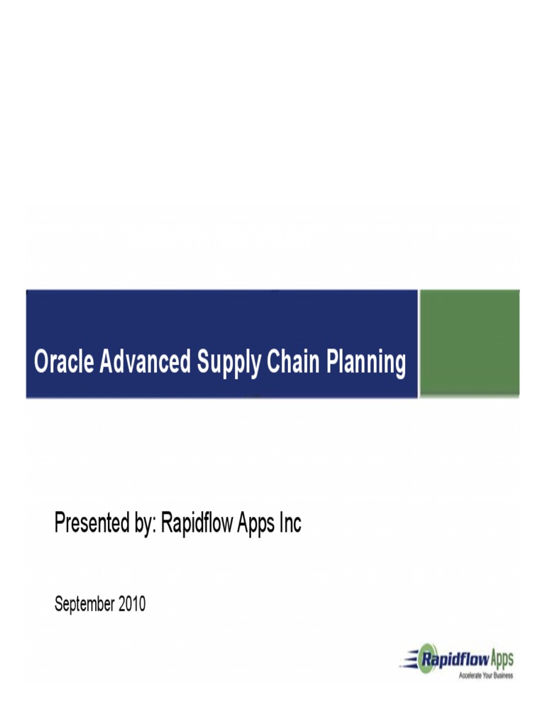 Oracle ASCP | Supply Chain | Oracle Database